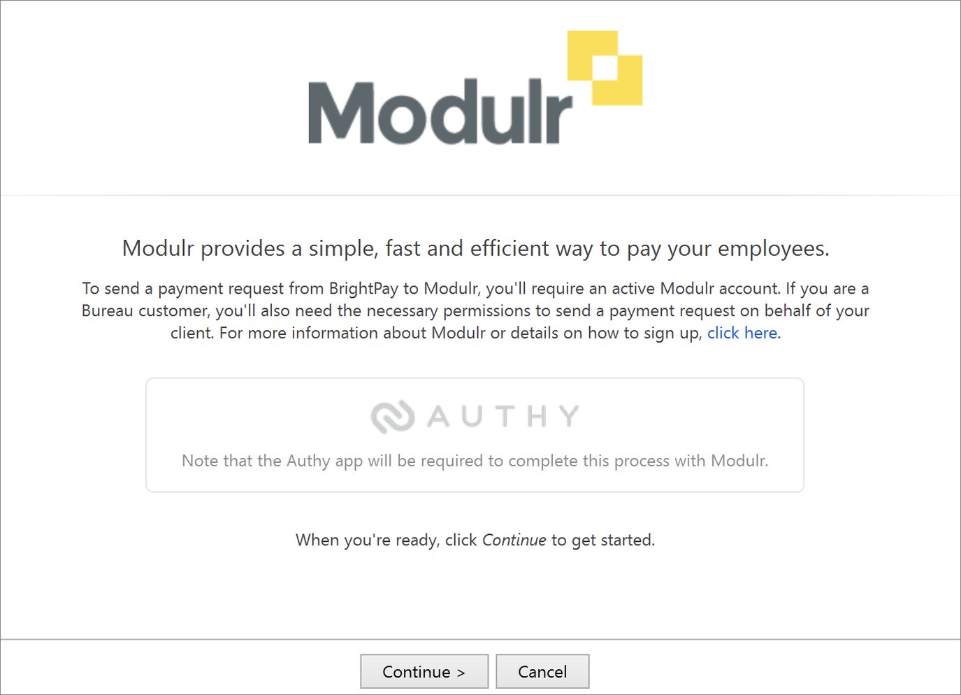 Making payments with BrightPay and Modulr